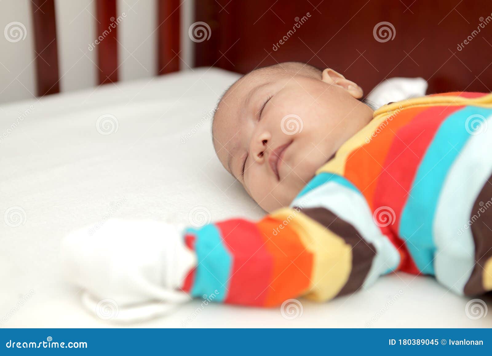 Asian Baby Sleeping on the Baby Crib Stock Image - Image of infant ...