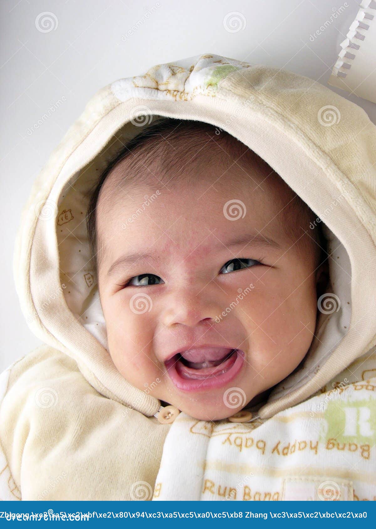 Asian Baby Smile with Head Leaning Stock Photo - Image of look, face ...