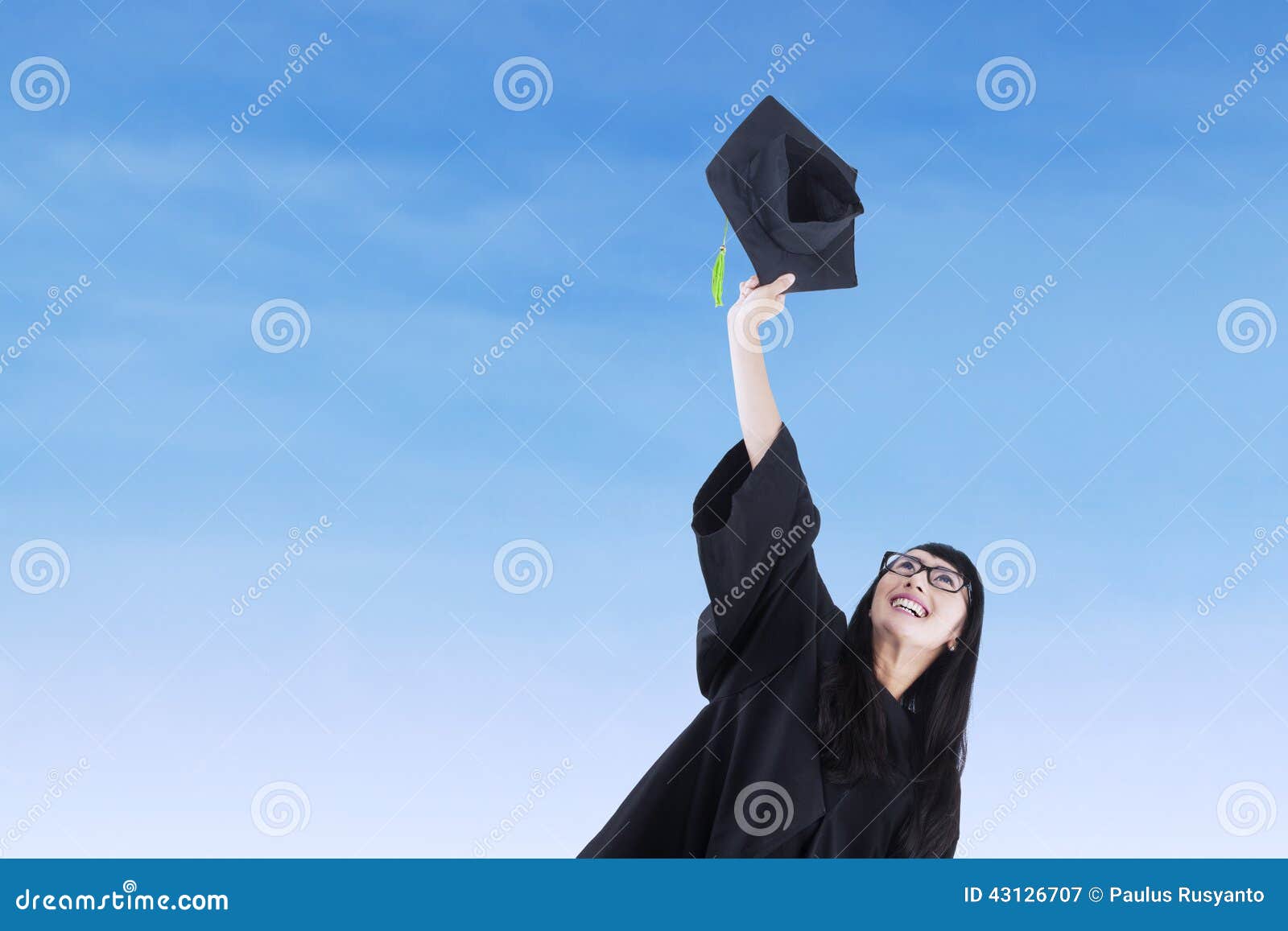 Asian Bachelor Throwing a Graduation Cap Stock Image - Image of ...