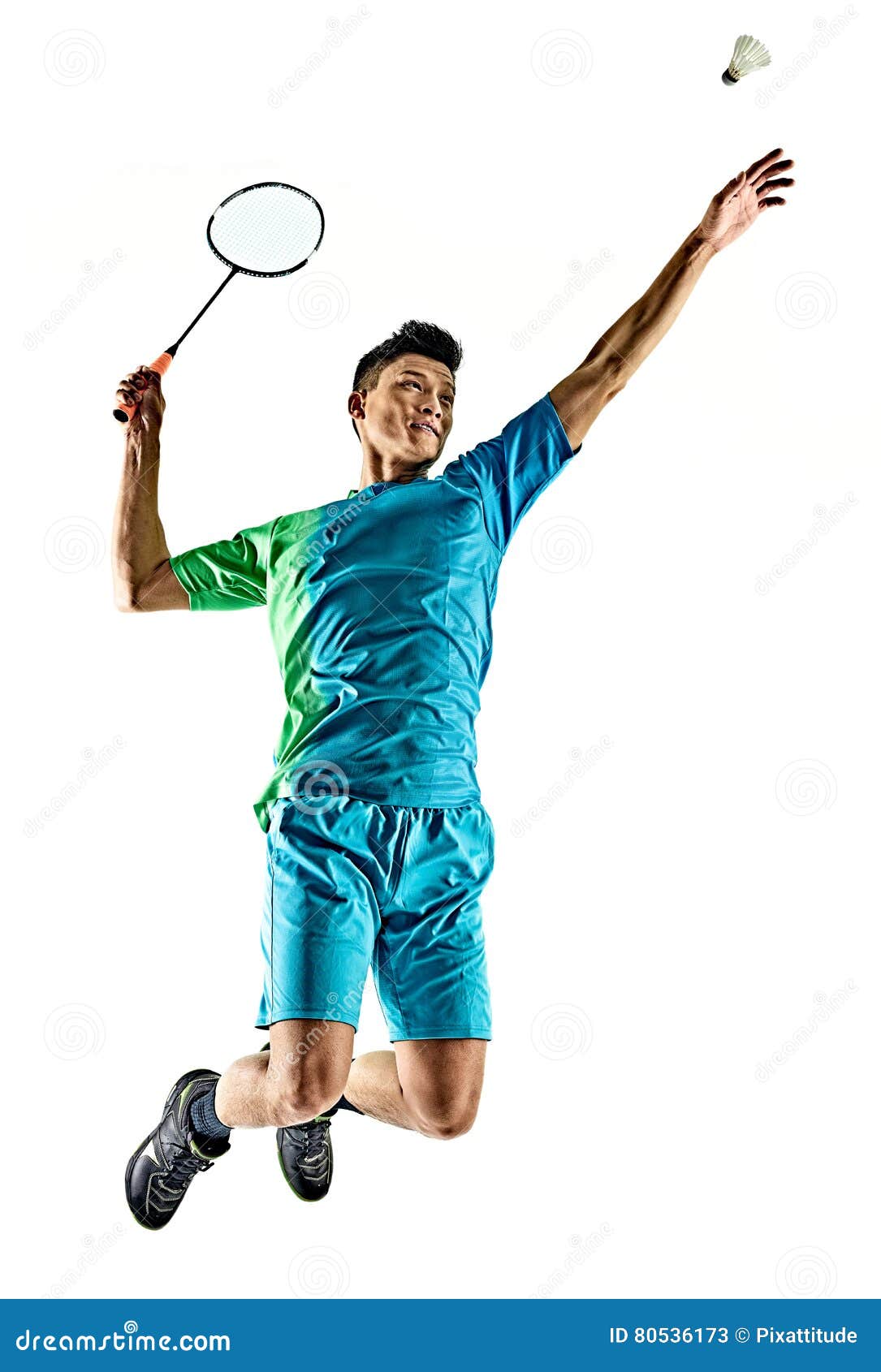 Asian Badminton Player Man Isolated Stock Image - Image of isolated ...