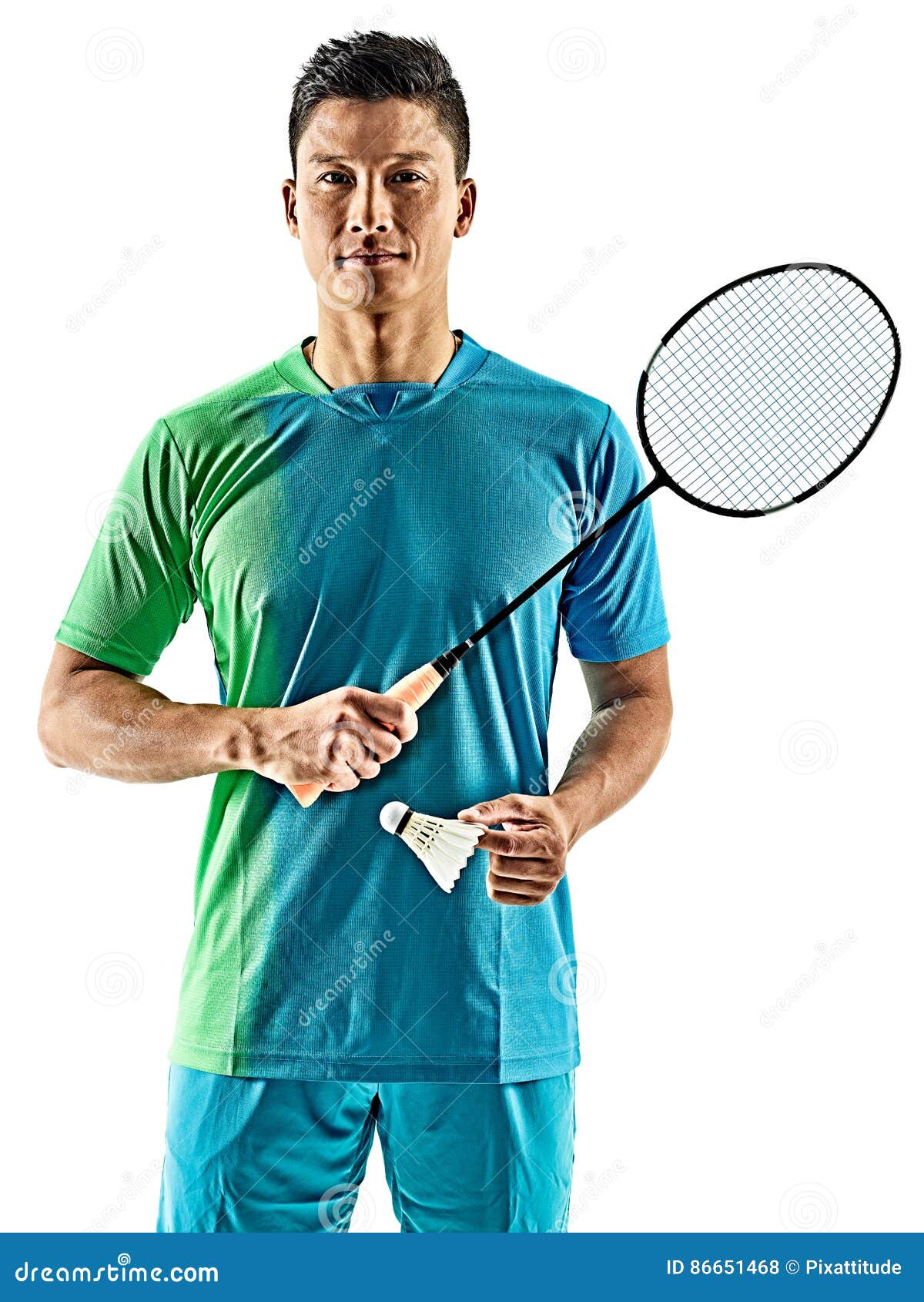 Asian Badminton Player Man Isolated Stock Photo - Image of action ...