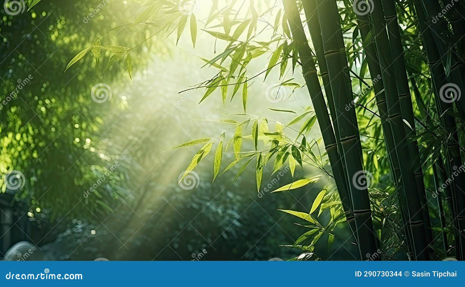Asian Bamboo Forest with Morning Sunlight Stock Photo - Image of leaf ...