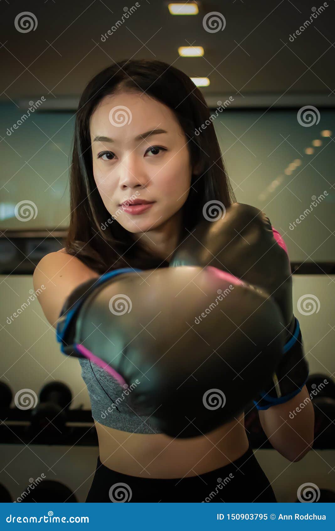 An Asian Beautiful Woman Doing Boxing Stock Image - Image of adult ...