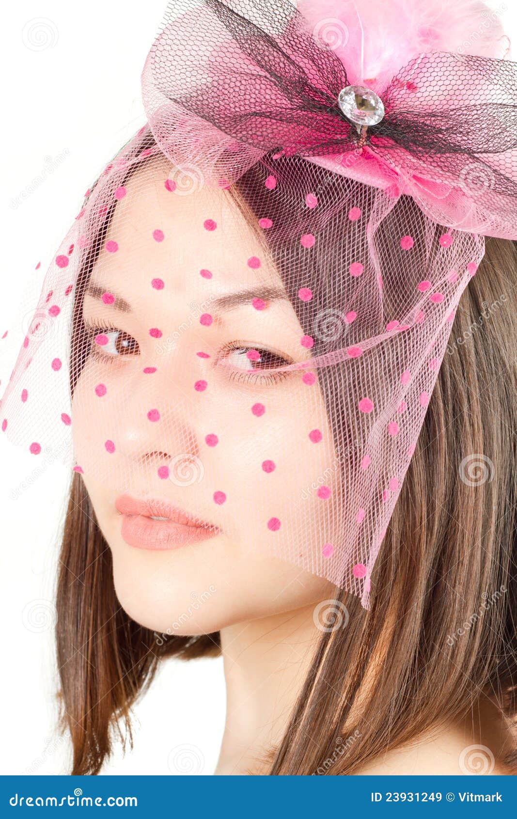Asian Beautiful Woman in a Pink Hat Stock Image - Image of hair ...
