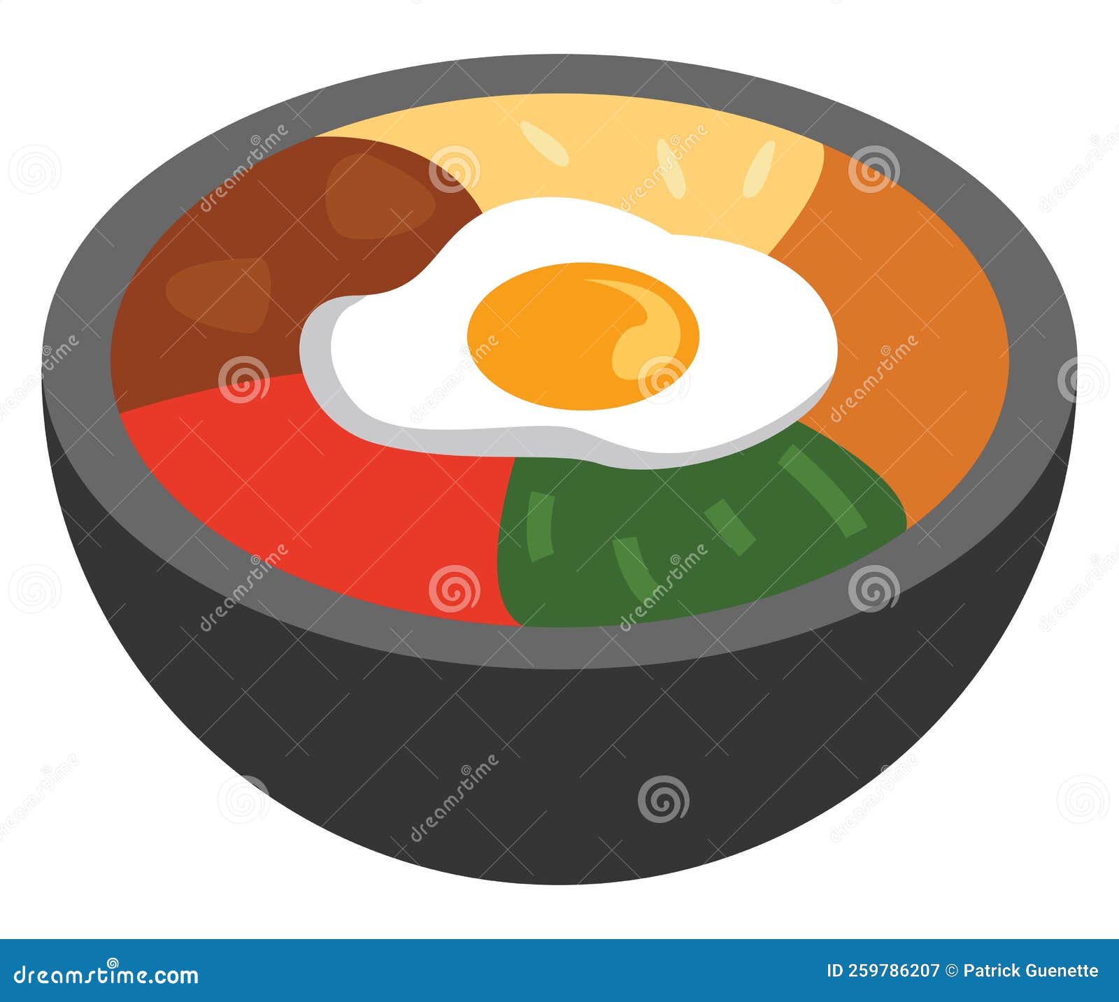 Asian bibimbap, icon stock vector. Illustration of kimchi - 259786207
