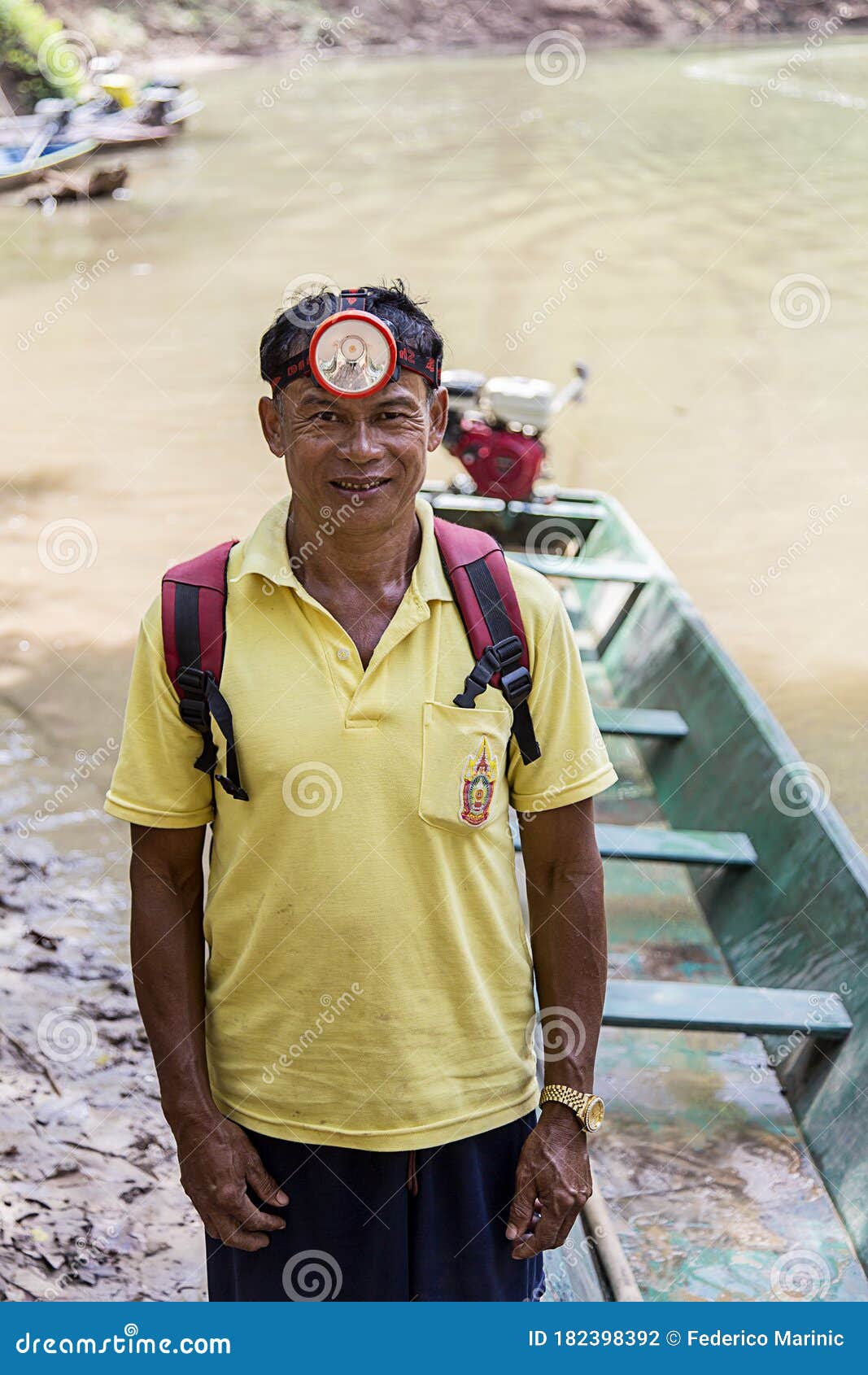 Boat Driver Wearing a Head Lantern Editorial Photography - Image of ...