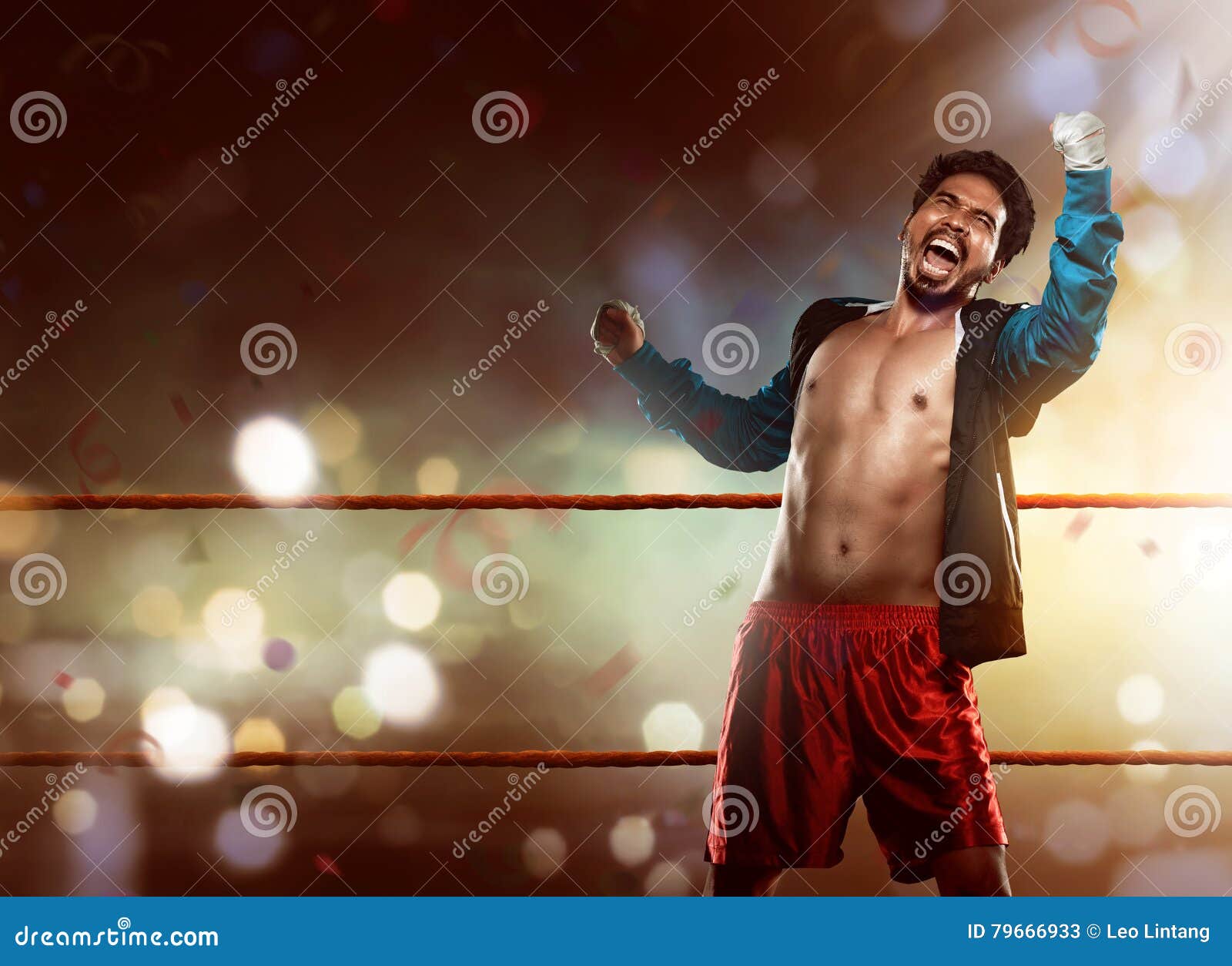 Asian Boxer Posing Celebrate after Victory Stock Image - Image of ...