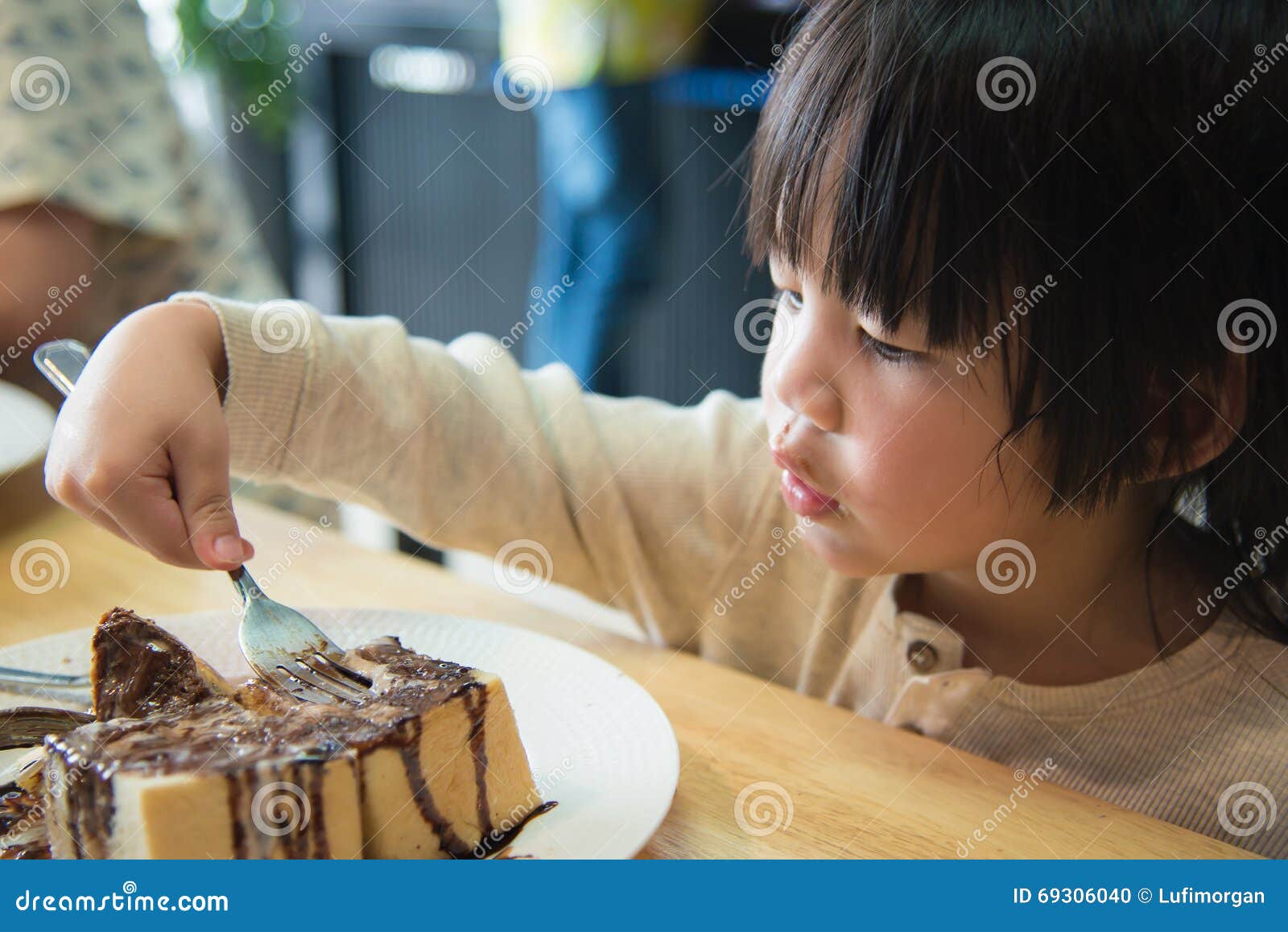 Asian Boy Eating Honey Toast Stock Photo - Image of cheerful, filthily ...