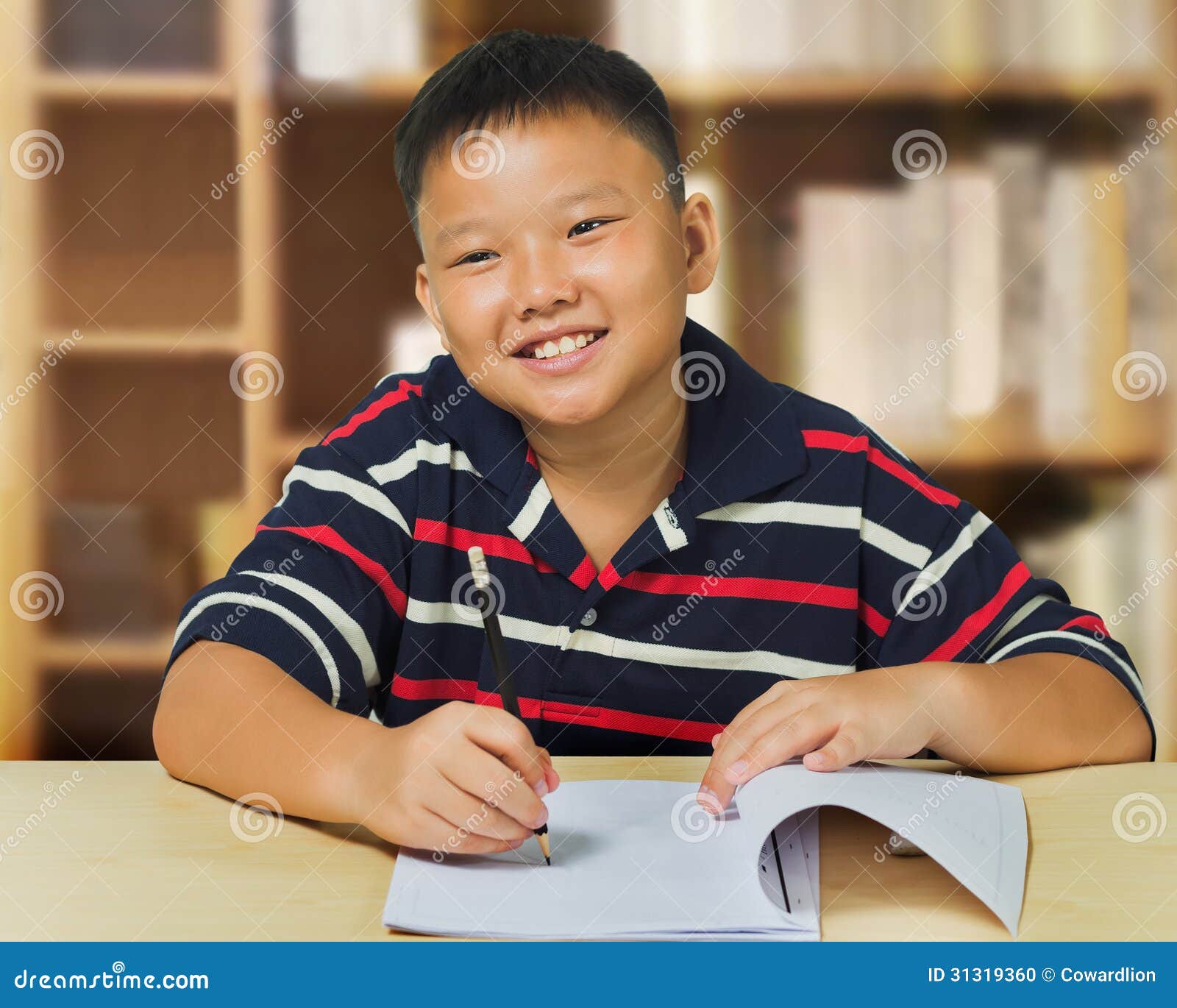 Asian Boy Happy with His Homework Stock Photo - Image of rage, japanese ...