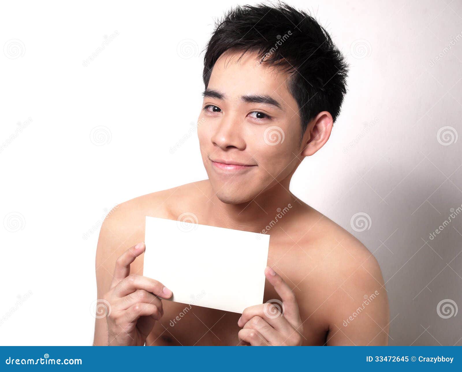 Asian Boy Hold a Note for Your Text Stock Image - Image of human, hair ...