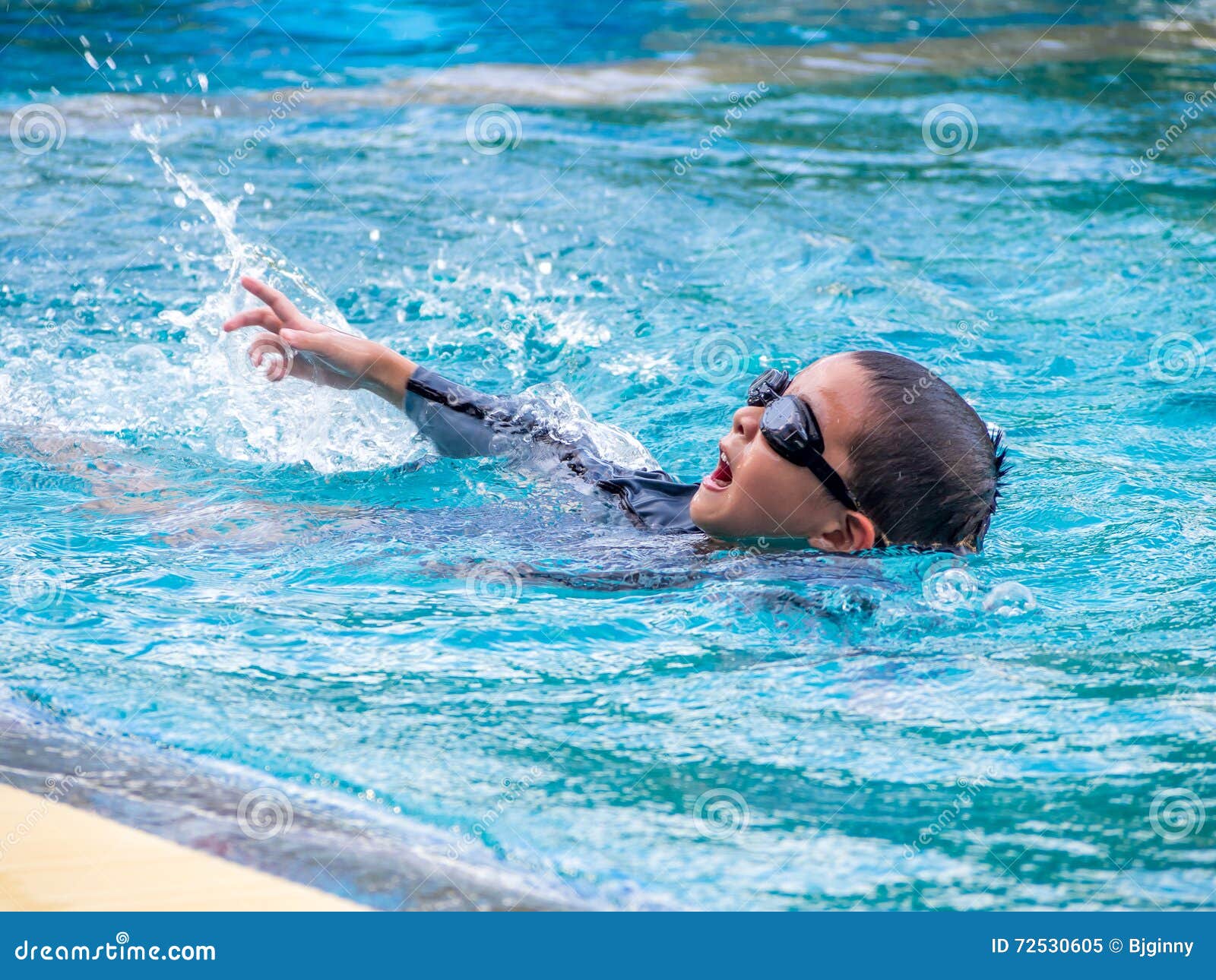 Asian Boy Learn To Swimming Stock Image - Image of face, swim: 72530605