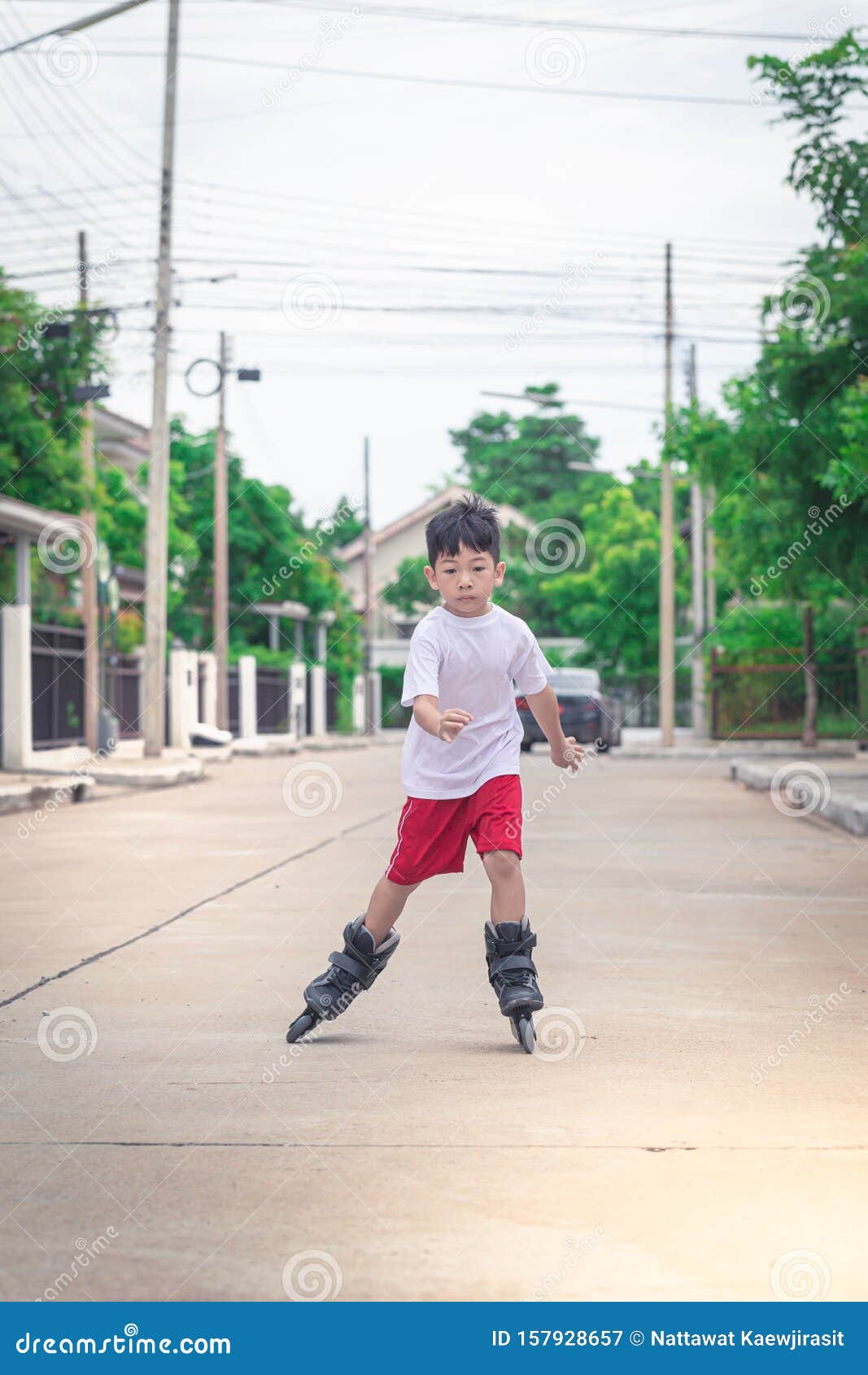 Asian Boy is Playing Rollerblade Stock Image - Image of lifestyle ...