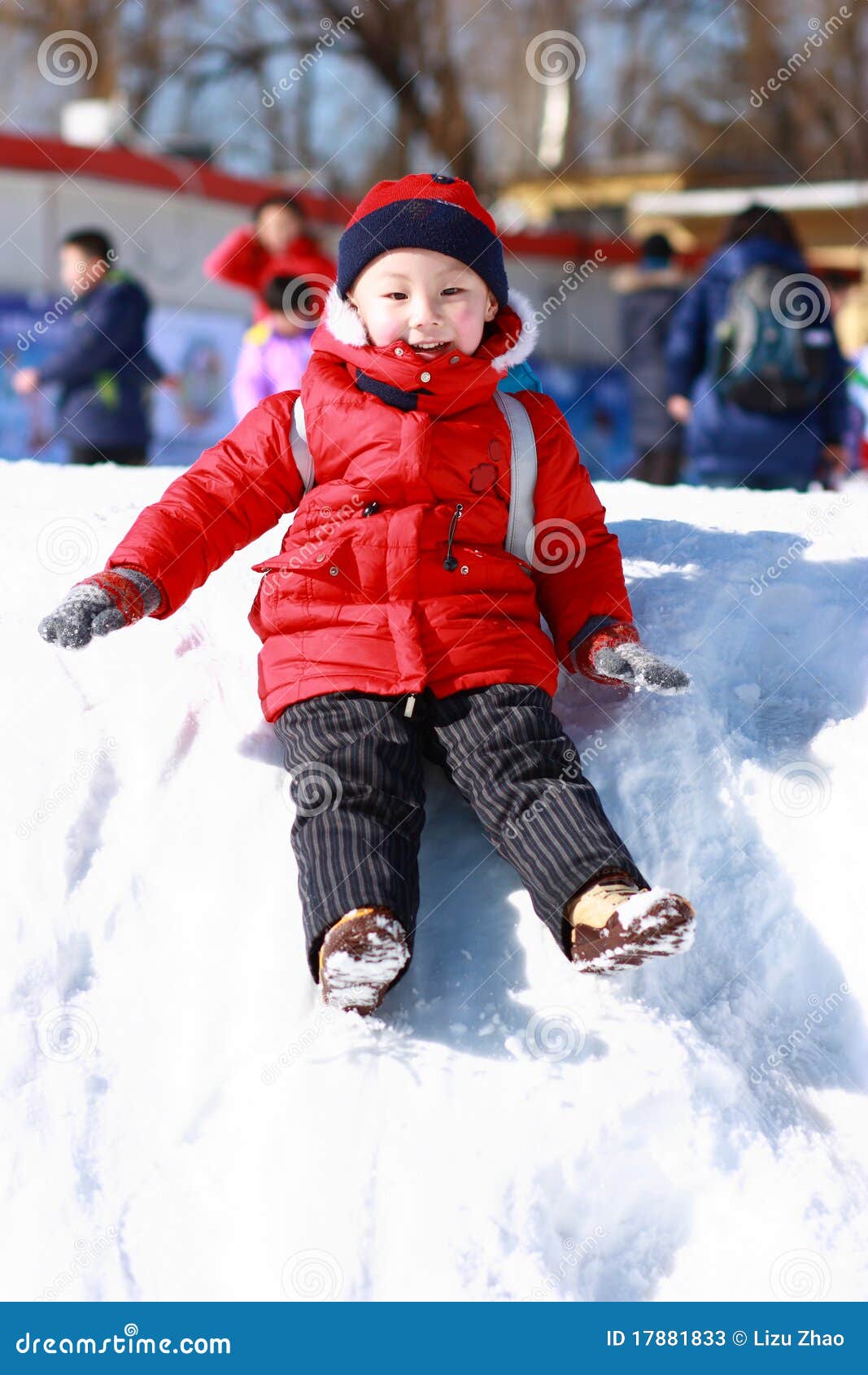 Asian boy is playing snow stock image. Image of student - 17881833