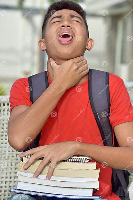 Asian Boy Student Choking stock image. Image of male - 135614605