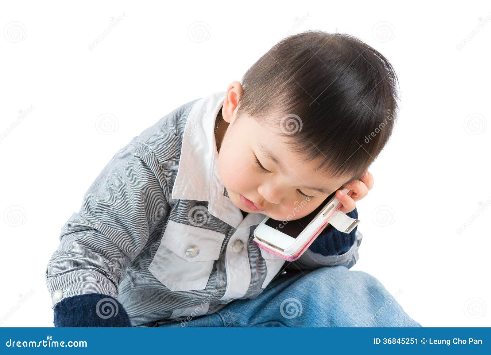 Asian boy talking to phone stock image. Image of isolated - 36845251