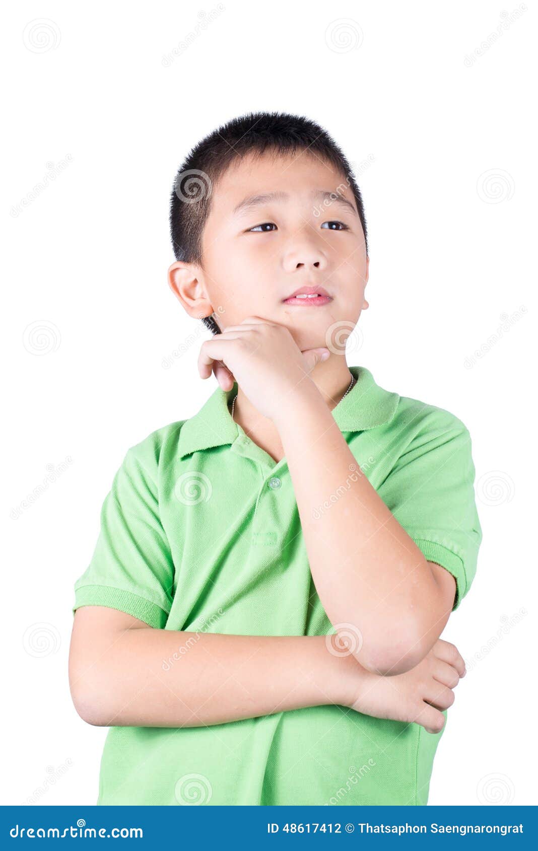 Asian Boy Thinking Isolated on White Background Stock Photo - Image of ...