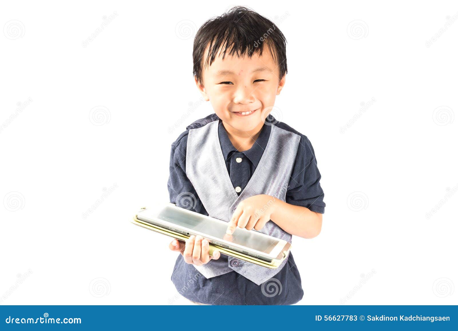 Asian Boy Using Computer Tablet Stock Image - Image of portable, casual ...