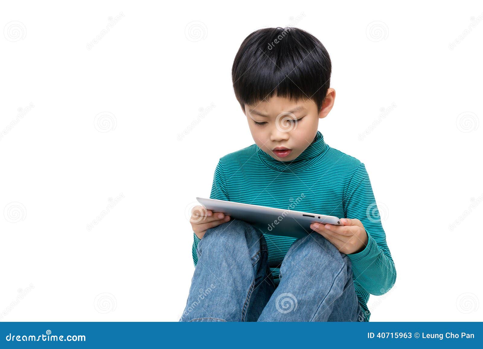 Asian Boy Using Tablet Computer Stock Image - Image of concentrate ...