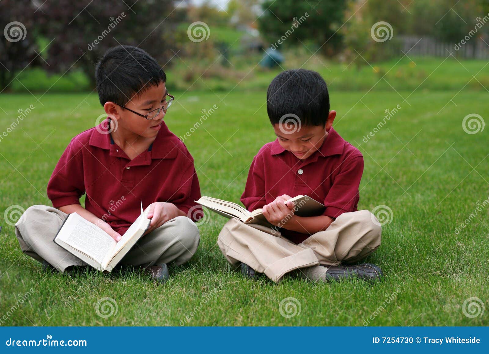 Asian boys reading stock photo. Image of outdoor, learning - 7254730
