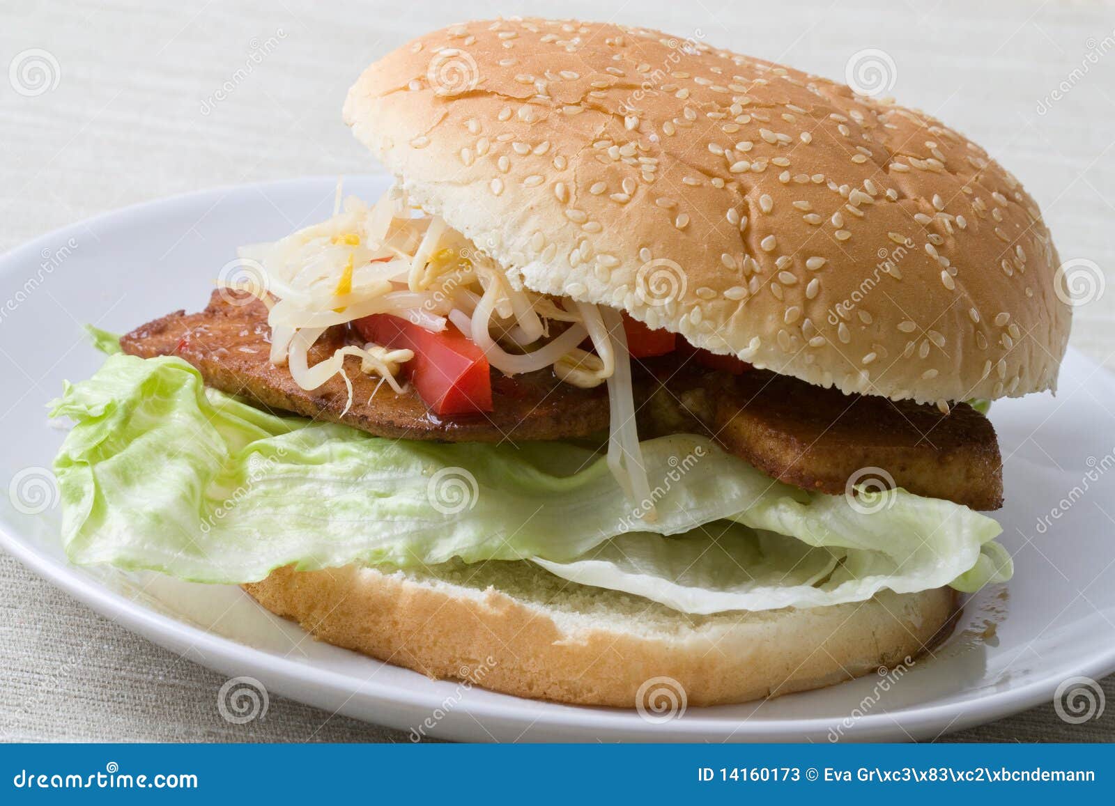 Asian Burger stock image. Image of roll, shot, sprouts - 14160173