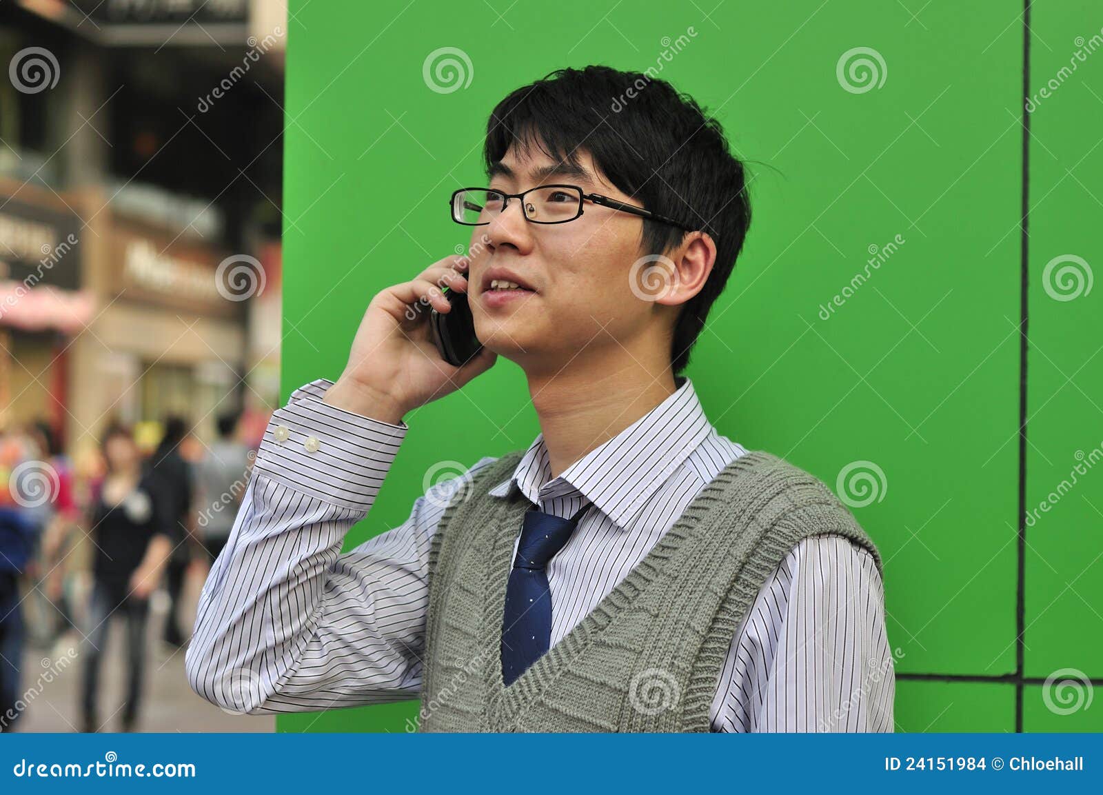 Asian Business Man on Cellphone Stock Photo - Image of hold, corporate ...