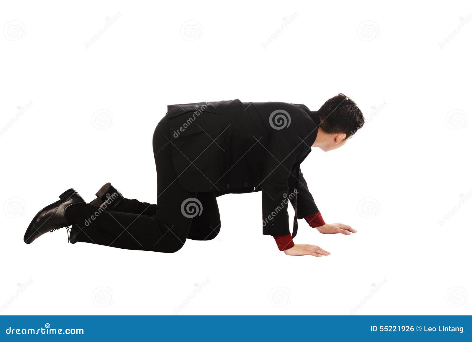 Asian Business Man Crouching Stock Photo - Image of male, background ...