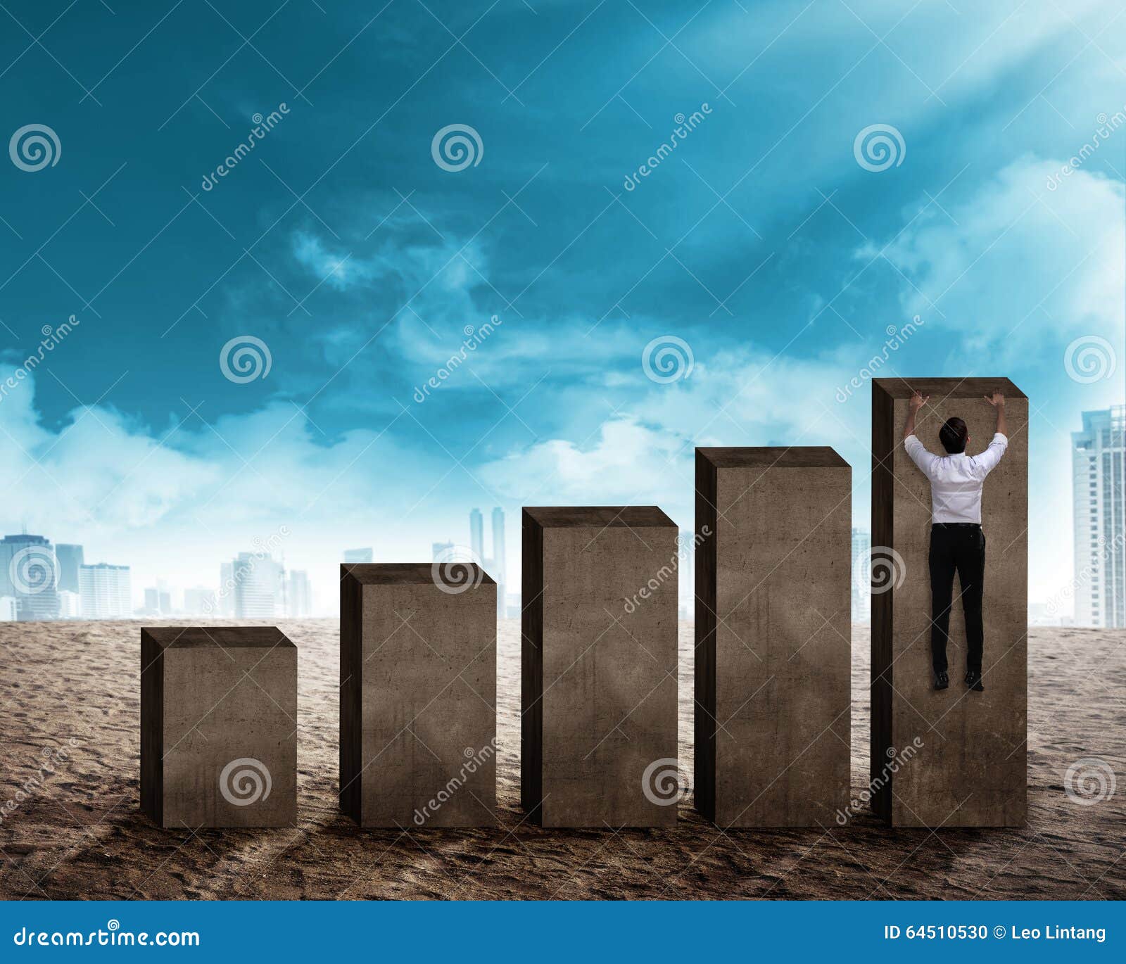 Asian Business Man Hanging on the Chart Stock Photo - Image of ...