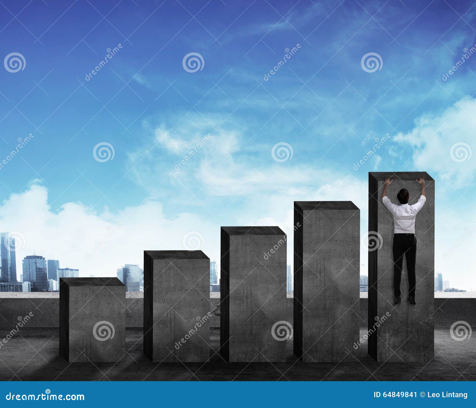 Asian Business Man Hanging on the Chart Stock Image - Image of chart ...