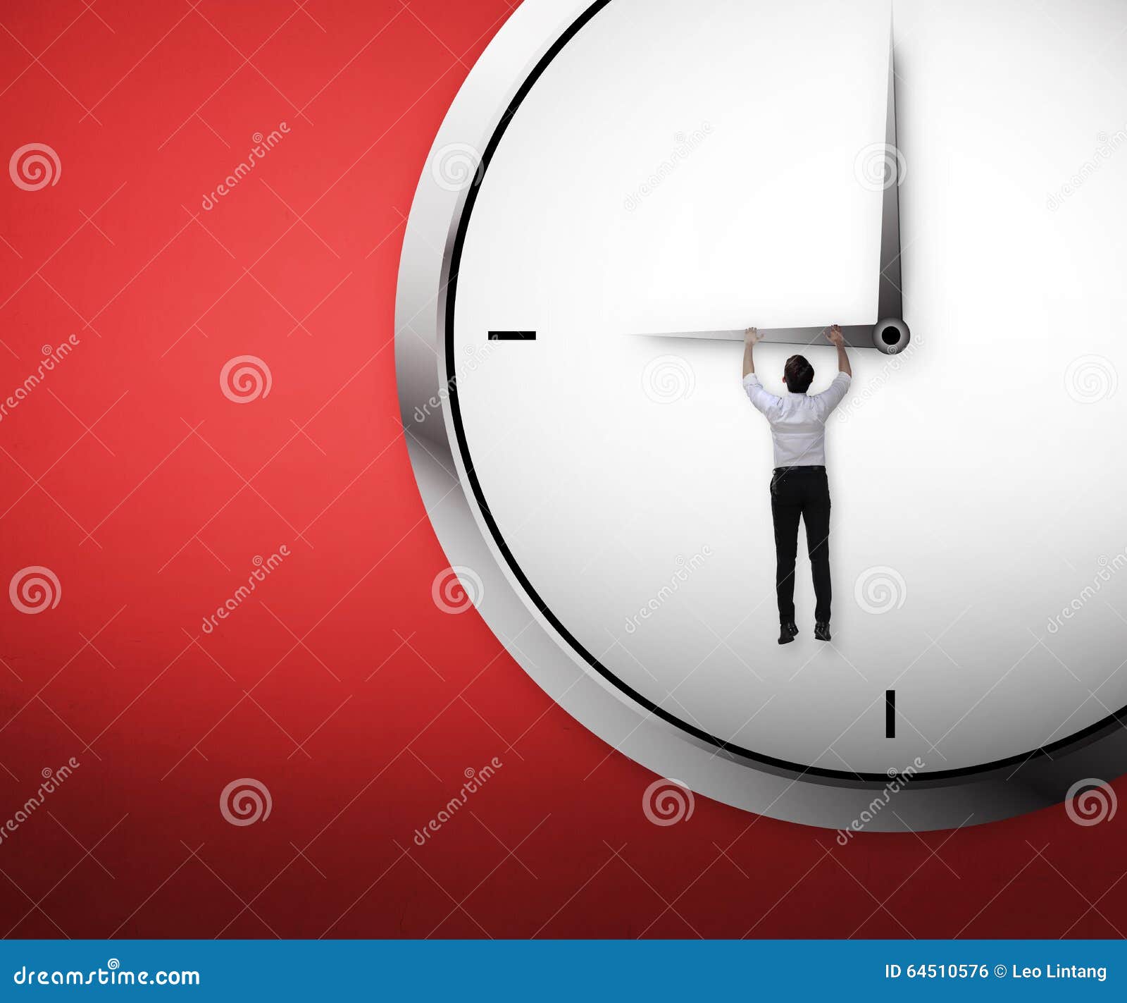 Asian Business Man Hanging on the Clock Stock Illustration ...