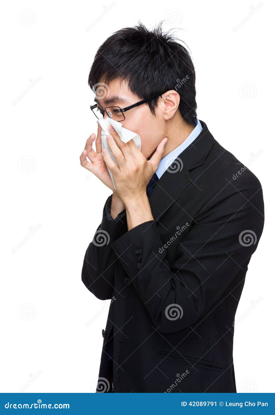 Asian business man sneeze stock image. Image of disease - 42089791