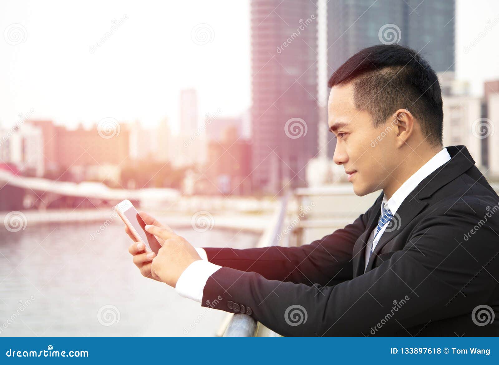 Asian Business Man Using Smart Phone Stock Photo - Image of face ...
