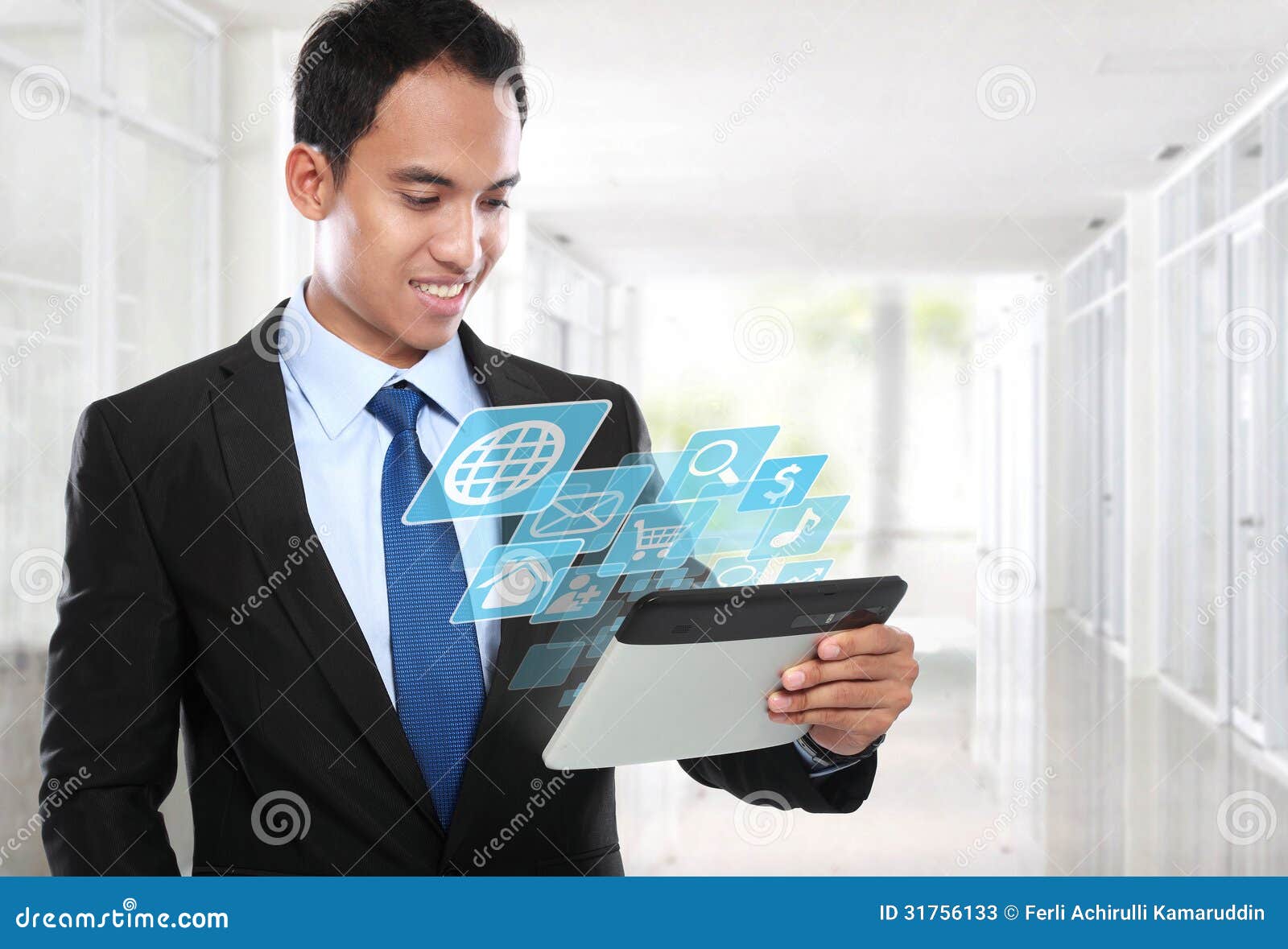 Asian Business Man Using Tablet PC Stock Image - Image of businessman ...