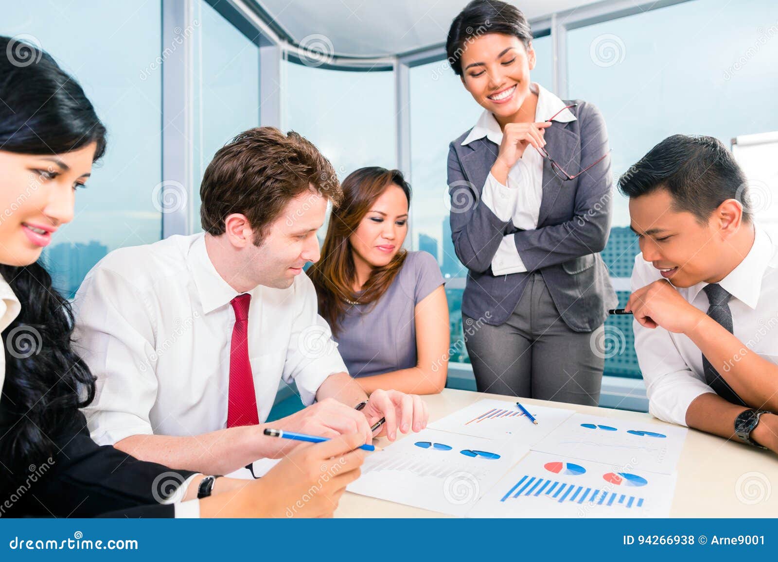 Asian Business People Having Meeting in Office Stock Photo - Image of ...