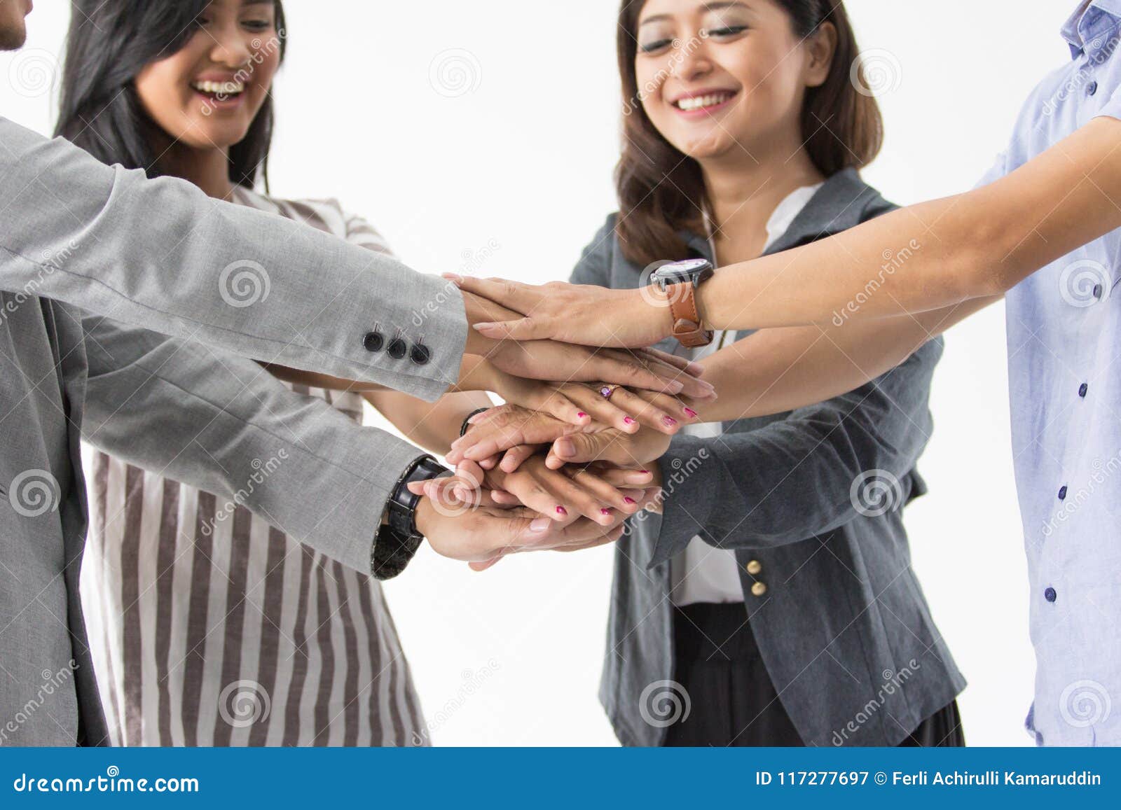 Asian Business People Put Hands Together Stock Image - Image of group ...