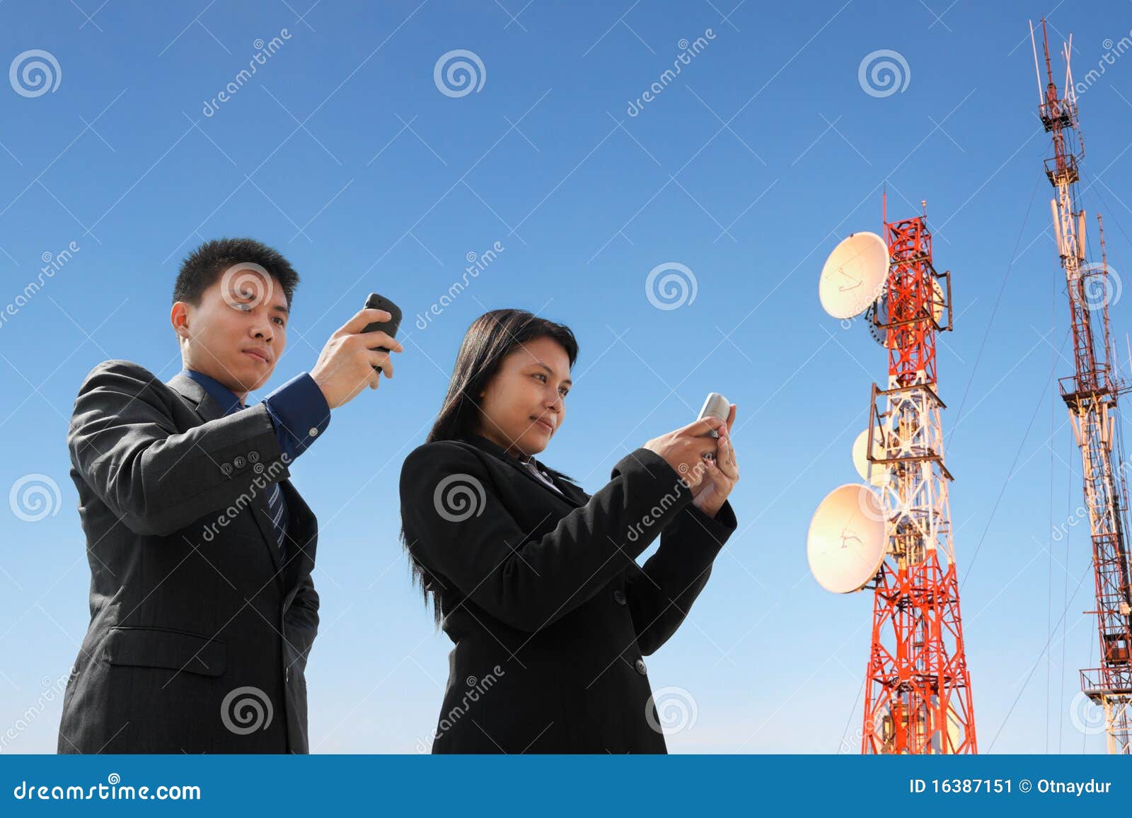 Asian Business People Texting and Antenna Stock Image - Image of ...