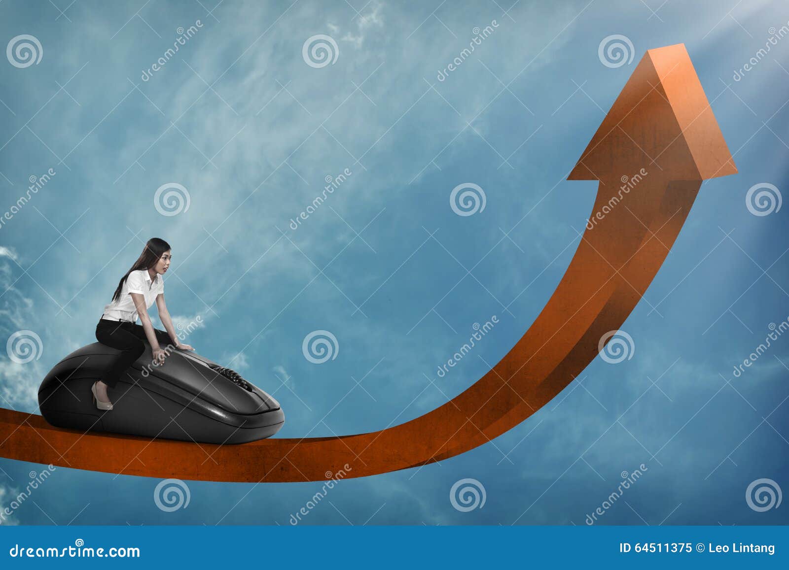 Asian Business Person Riding Computer Mouse Stock Image - Image of ride ...