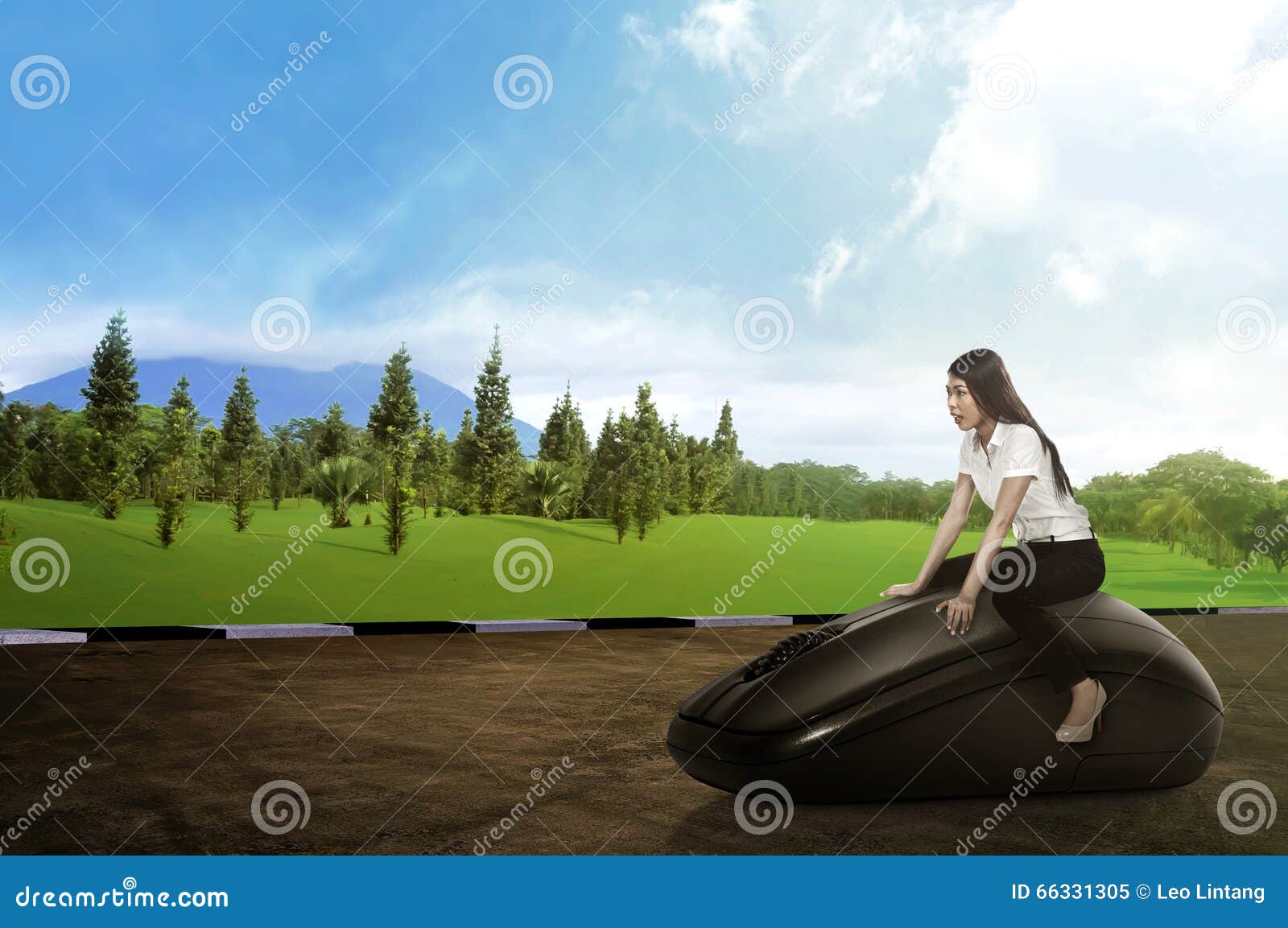 Asian Business Person Riding Computer Mouse Stock Image - Image of ...