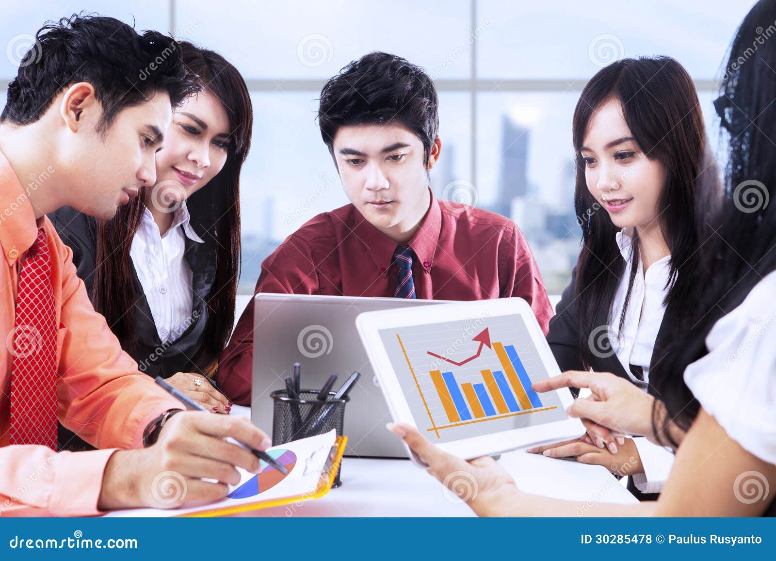 Asian Business Discussion at Office Stock Photo - Image of indonesian ...