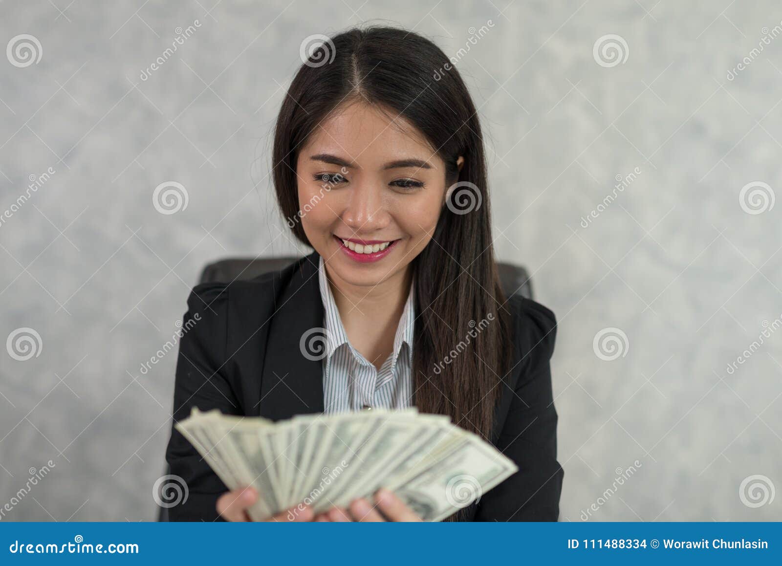 Asian Business Woman Holding Money in Hand and Smiling Happy To Stock ... Asian Business Woman Holding Money in Hand and Smiling Happy To Stock ...