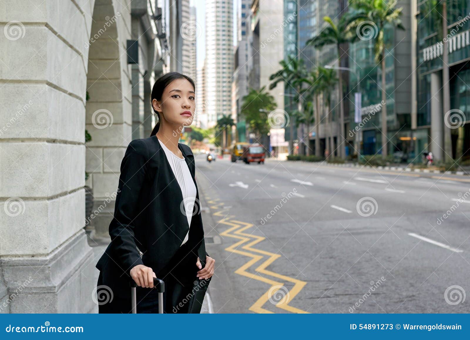 Asian Business Woman Waiting For Taxi Cab Stock Image Image Of Travel Building 54891273 1347
