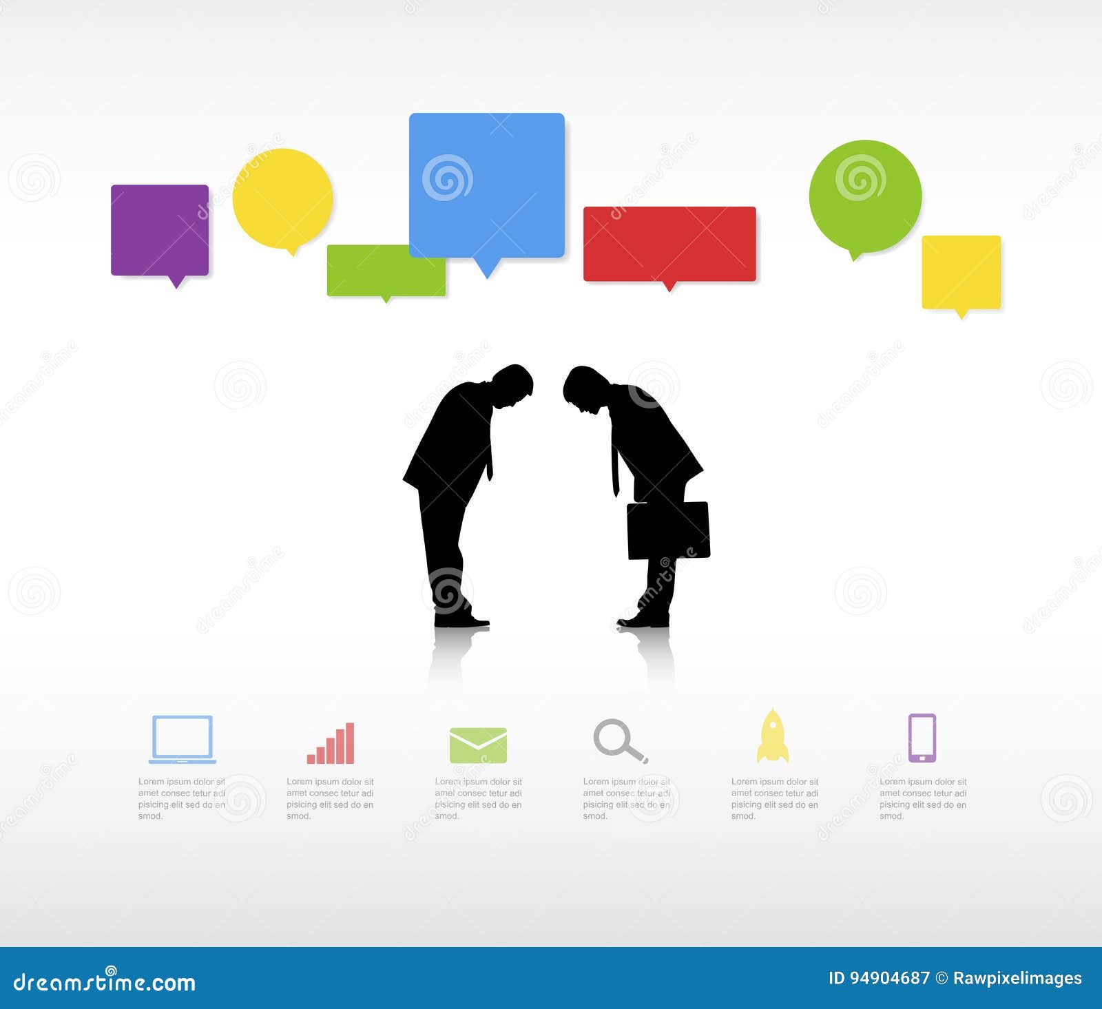 Asian Businessman Bowing Each Others Stock Illustration - Illustration ...