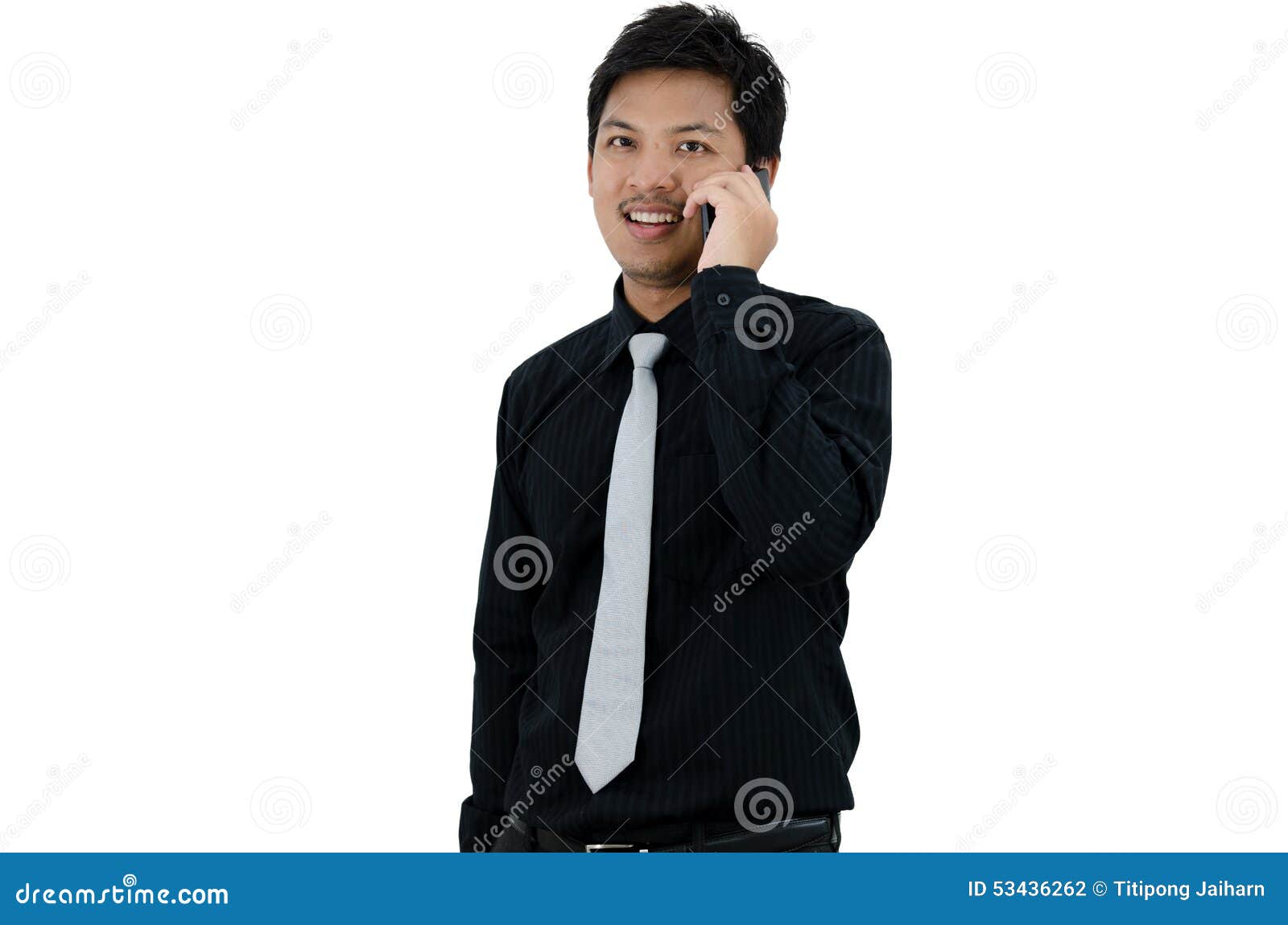 Asian Businessman Calling a Telephone Stock Photo - Image of ...
