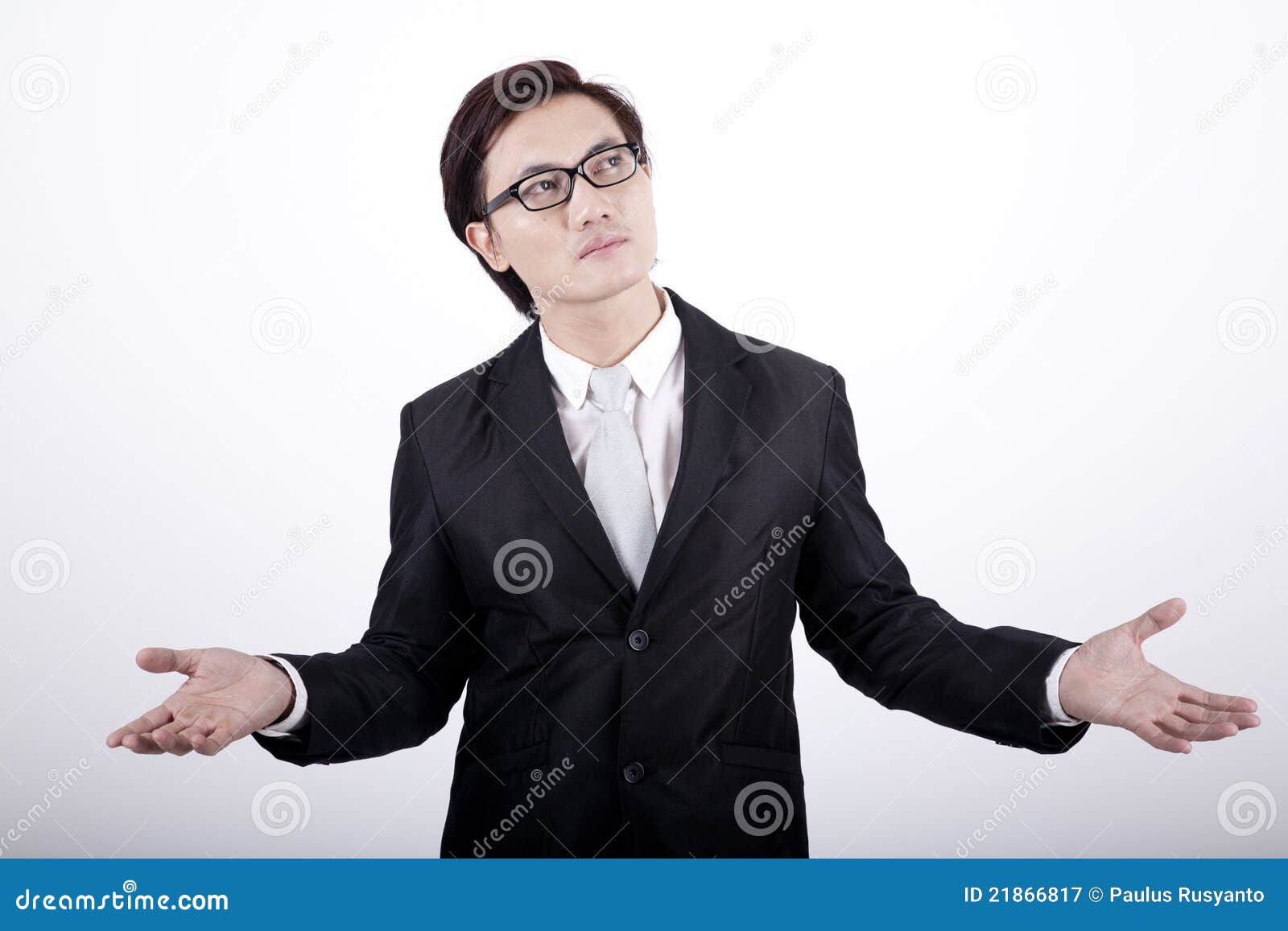 Asian businessman doubtful stock image. Image of young - 21866817