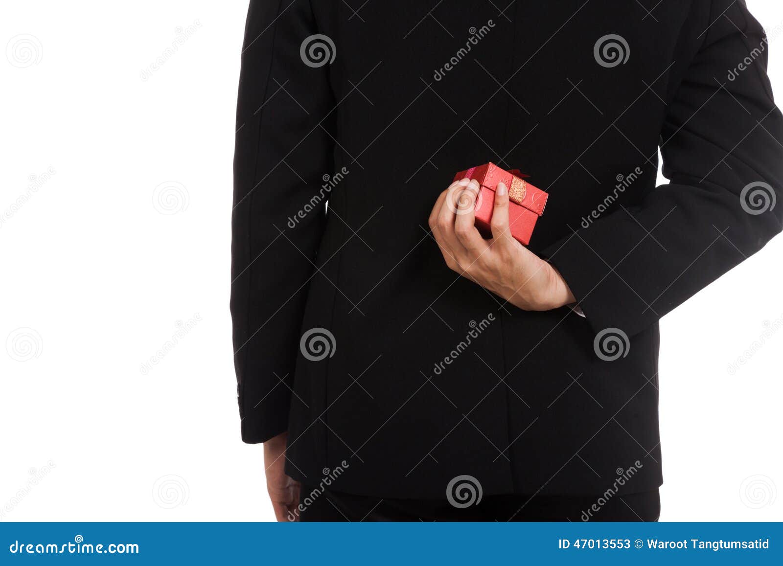 Asian Businessman Hide a Gift Box Behind Stock Image - Image of hand ...