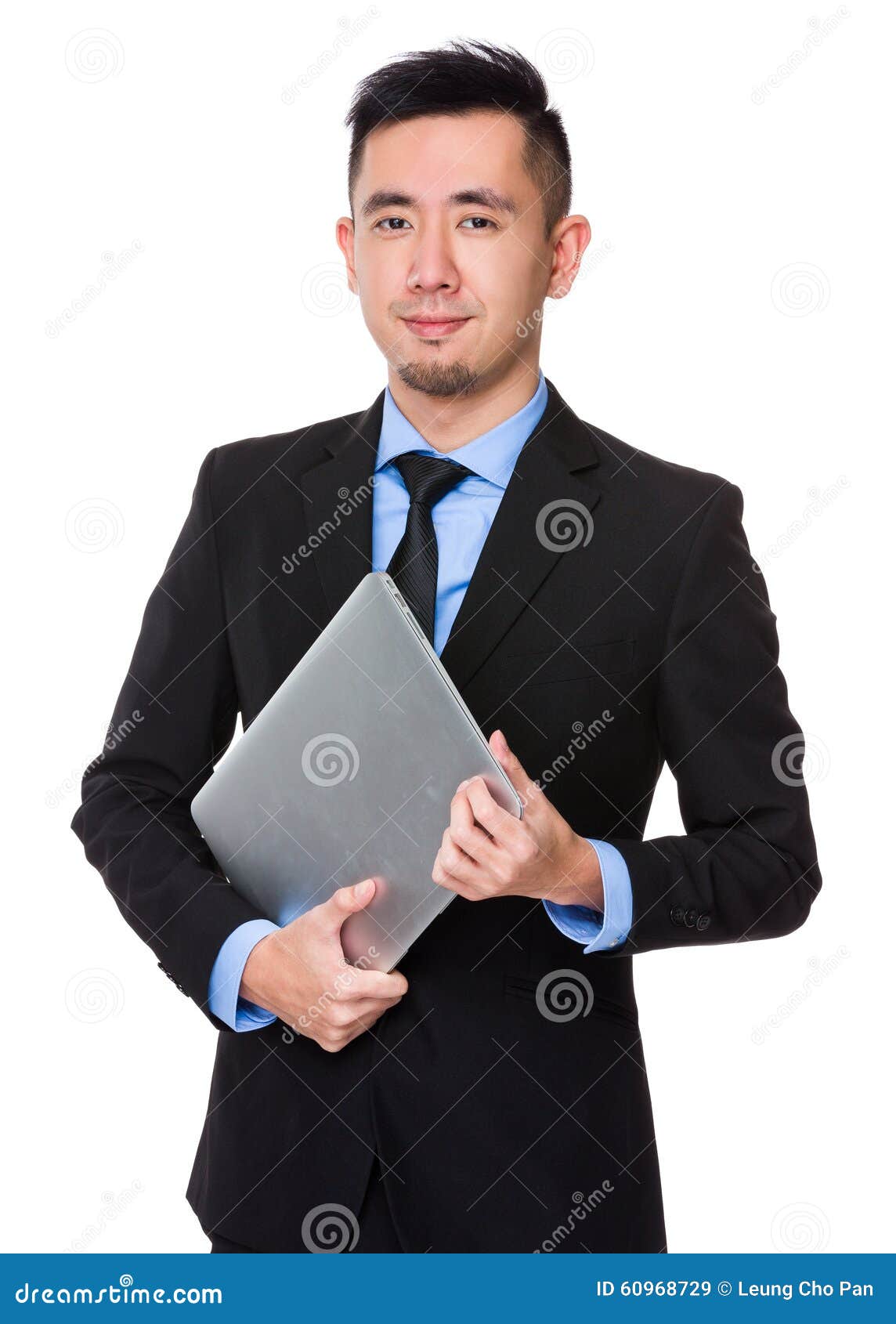 Asian Businessman Hold with Laptop Computer Stock Image - Image of ...