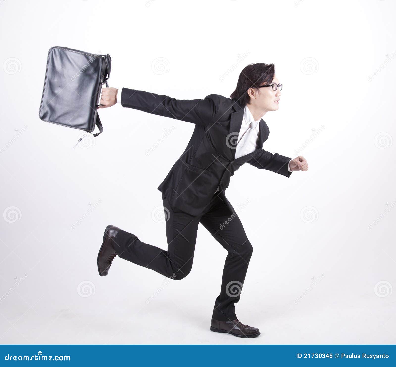 Asian Businessman Running Isolated on White Stock Photo - Image of ...