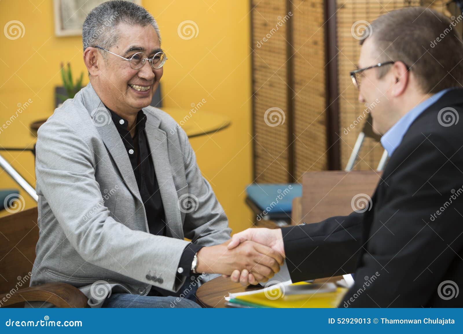 Asian Businessman Shake Hands Stock Image - Image of forward, friendly ...