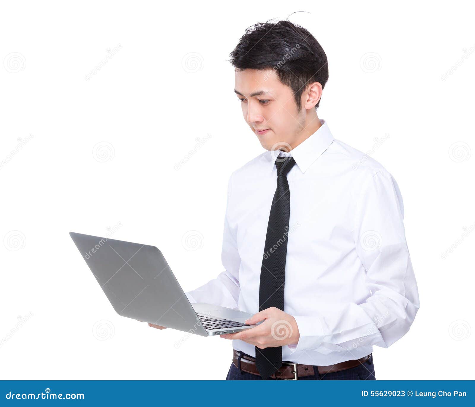 Asian Businessman Use of the Laptop Computer Stock Image - Image of ...