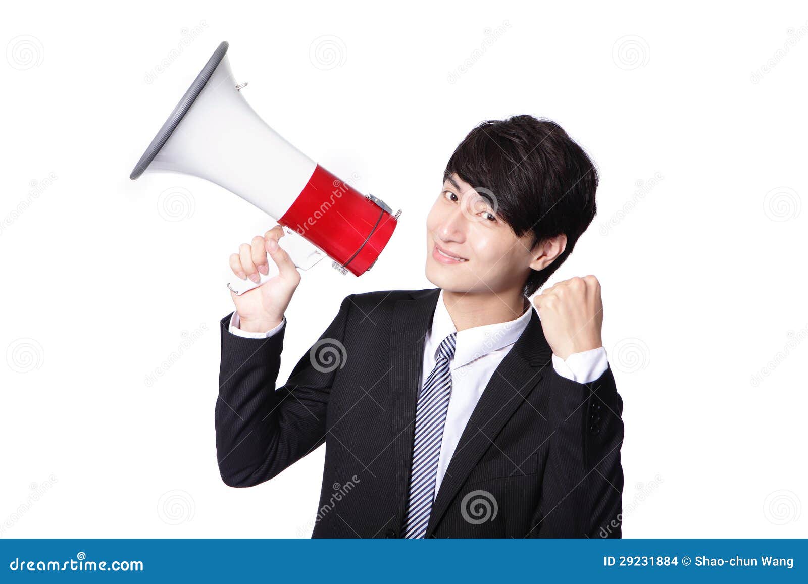 Asian Businessman Using Bullhorn Stock Photo - Image of hand ...