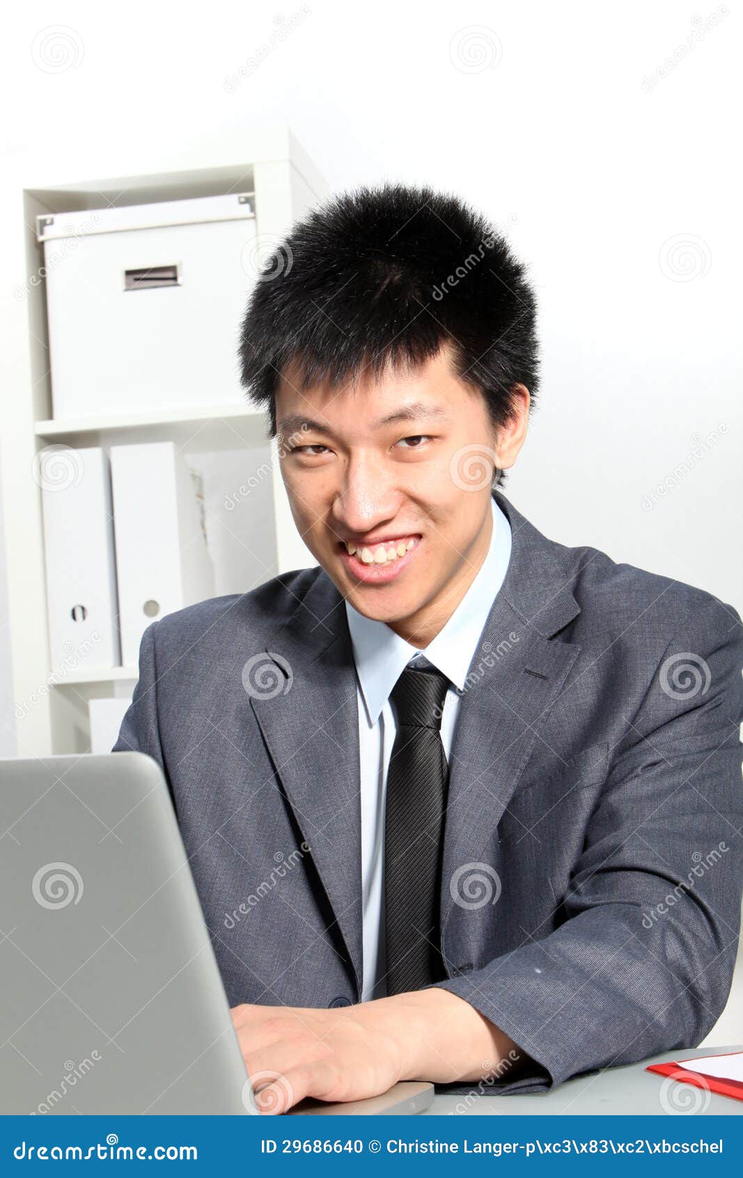 Asian Businessman Working on Computer Stock Photo - Image of oriental ...